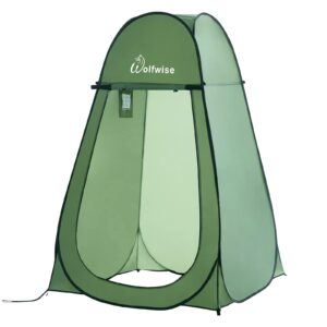 wolfwise portable pop up privacy shower tent spacious changing room for camping hiking beach toilet shower bathroom green