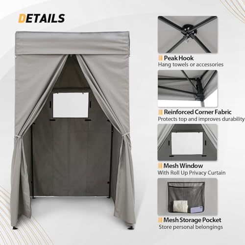 EAGLE PEAK Flex Compact 4x4 Pop-up Canopy Changing Room, Portable Privacy Dressing Room for Indoor Fashion Photoshoots, Camping, or Pool, Gray