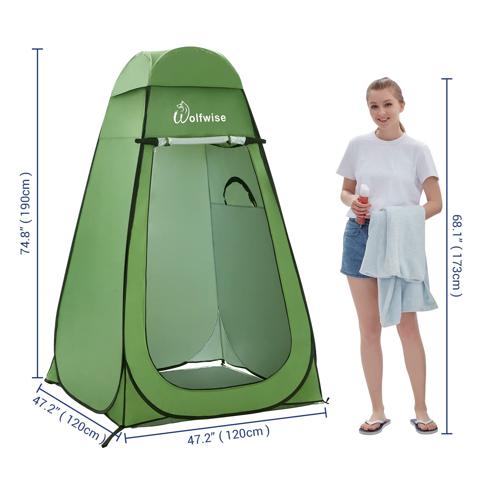 WolfWise Pop Up Privacy Shower Tent Portable Outdoor Sun Shelter Camp Toilet Changing Dressing Room