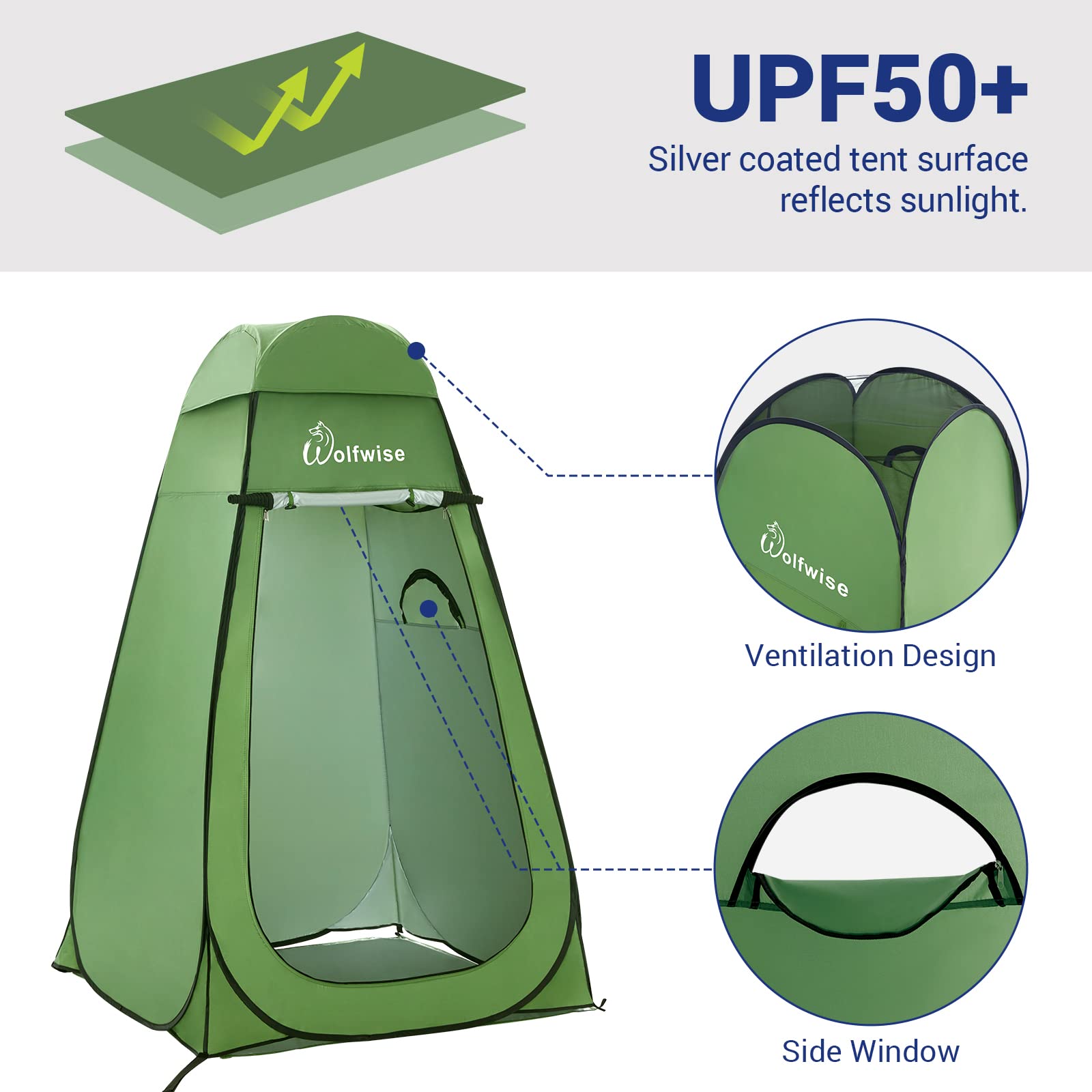 WolfWise Pop Up Privacy Shower Tent Portable Outdoor Sun Shelter Camp Toilet Changing Dressing Room