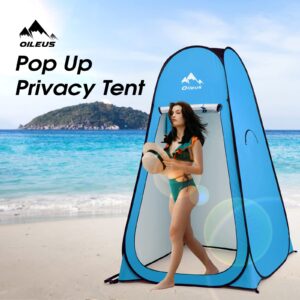 Oileus Pop Up Privacy Tent Portable Shower Tent Beach Changing Room Privacy Tent Camp Toilet Instant Privacy Shelters - Camping Beach Hiking Fishing Blue