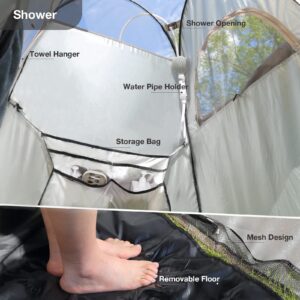 TRIPTIPS Pop Up Shower Tent with Floor Changing Tent with Mesh Window Camping Shower Tent 6.9 FT Privacy Tent for Portable Toilet Outdoor Portable Dressing Room, Removable Rain Cover/UPF 50+ (Camo)