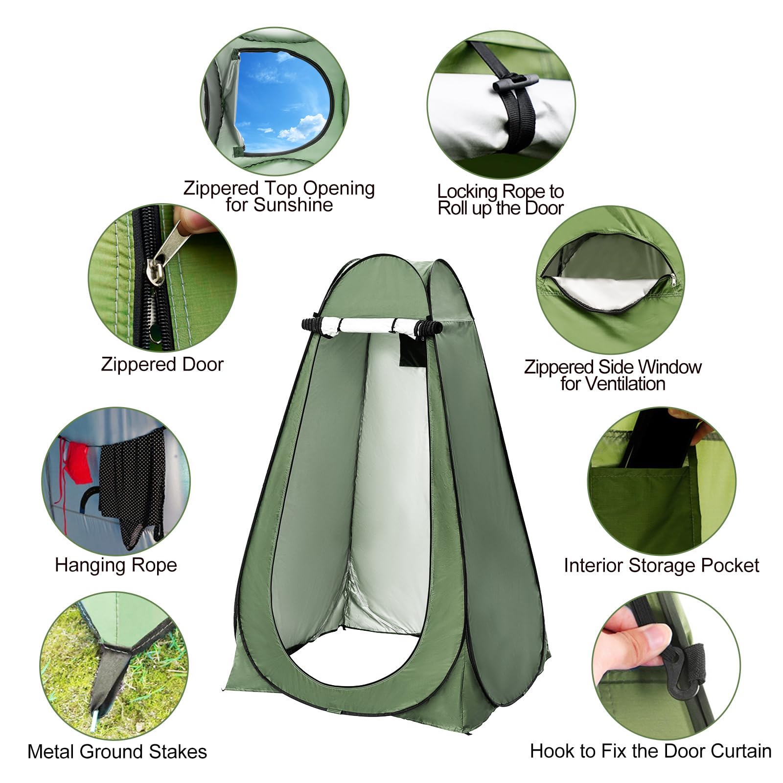 Portable Pop up Privacy Tent, Outdoor Camping Shower Tent with Carry Bag, Camp Toilet Changing Room for Hiking Picnic Fishing Beach, Lightweight, Easy Set up and Sturdy