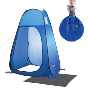 kingcamp portable pop up shower tent for camping, lightweight waterproof dressing changing privacy tent with carry bag for outdoor, shower, fishing, bathing, toilet, beach, park, blue, 47x47x75 inches