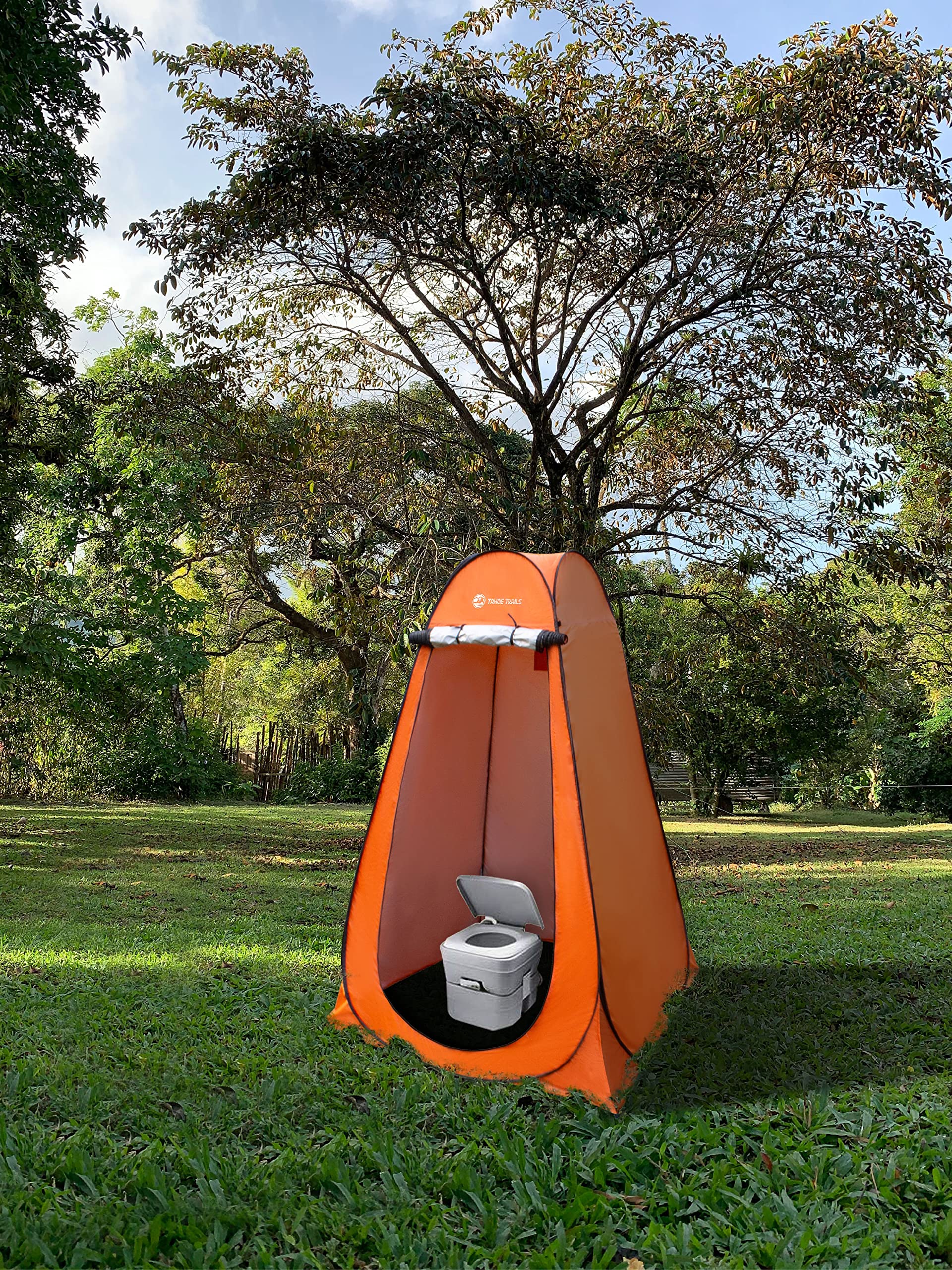 Tahoe Trails Pop Up Pod -Privacy Shower Tent - Portable Outdoor Indoor Changing Tent for Camping Hiking Beach Toilet Bathroom Dressing Room - with Carry Bag - Large