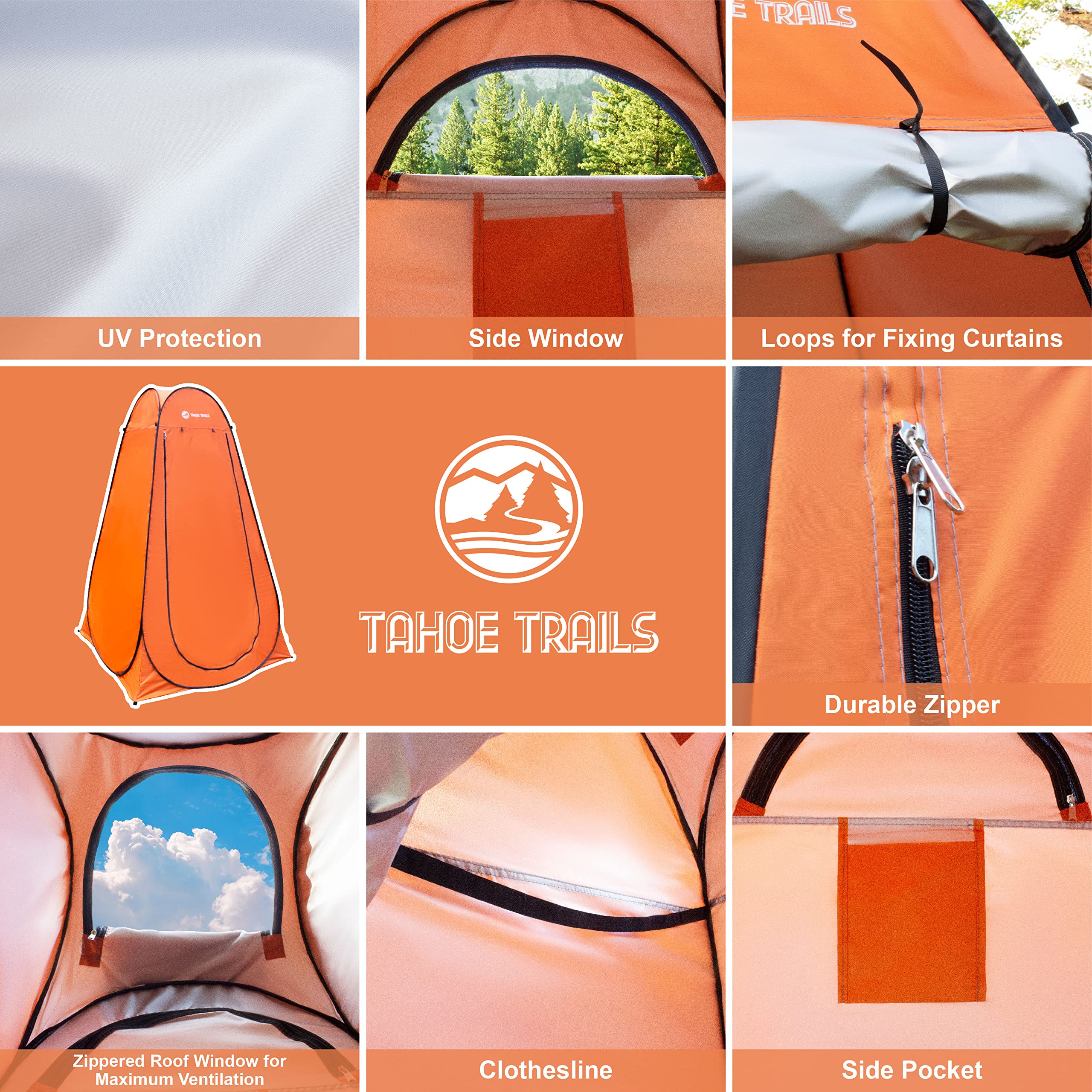 Tahoe Trails Pop Up Pod -Privacy Shower Tent - Portable Outdoor Indoor Changing Tent for Camping Hiking Beach Toilet Bathroom Dressing Room - with Carry Bag - Large