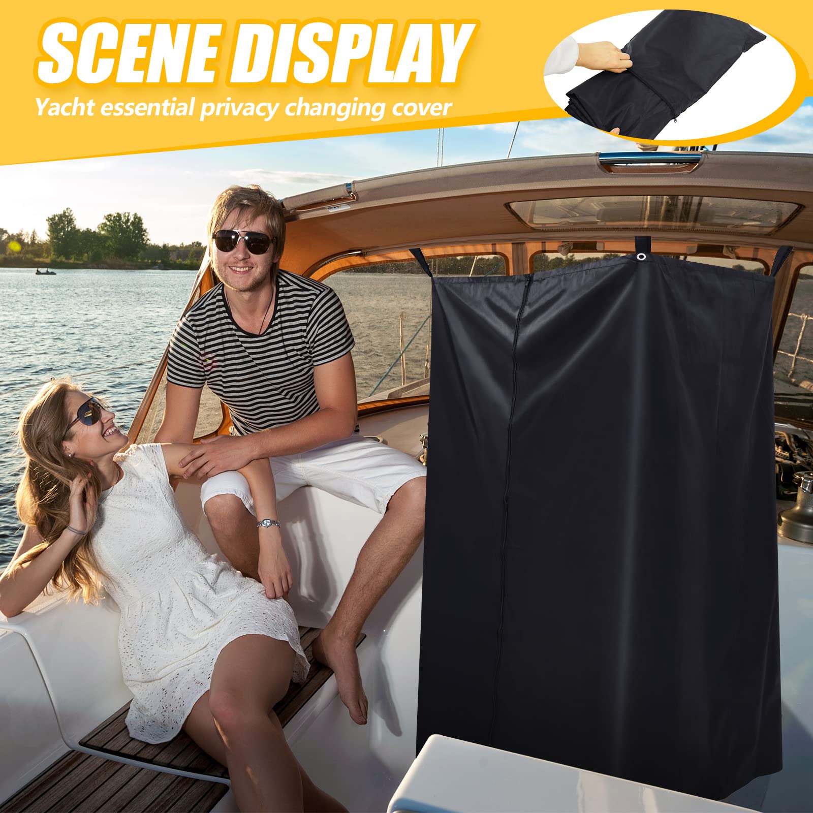 Boats Privacy Curtain Boat Changing Room with Bag Portable Privacy Tent Easy Up Pontoon Boat Enclosure Privacy Partition for Pontoons Boat Hanging Tent 27" W x 30" D x 72" H (Black)