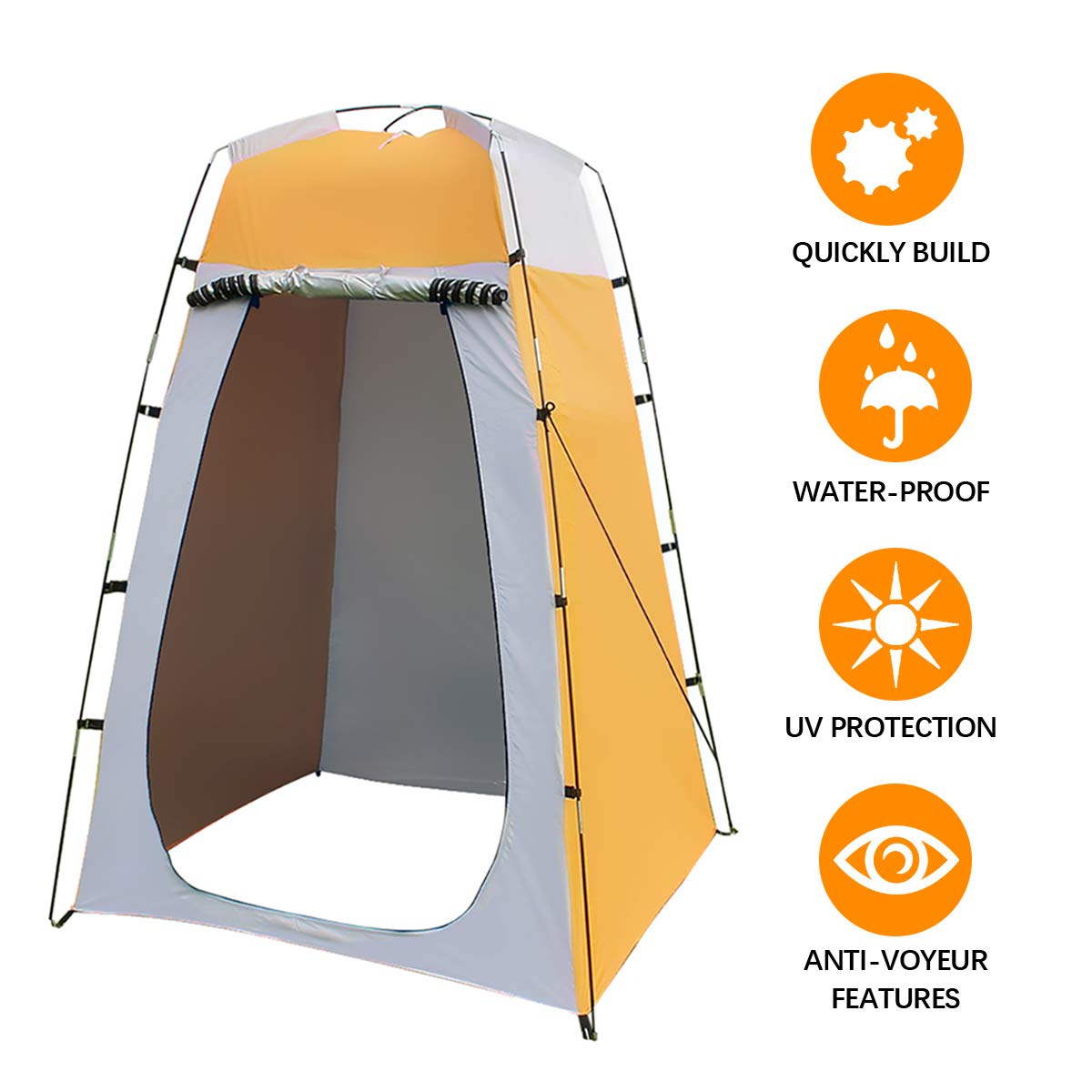 Quick Set Up Outdoor Shower Tent for Camping, Instant Privacy Tent for Beach, Portable Changing Dressing Room Bathroom with Pegs, Poles, Ropes, and Storage Bag - 47.2X47.2X70.8 Inches