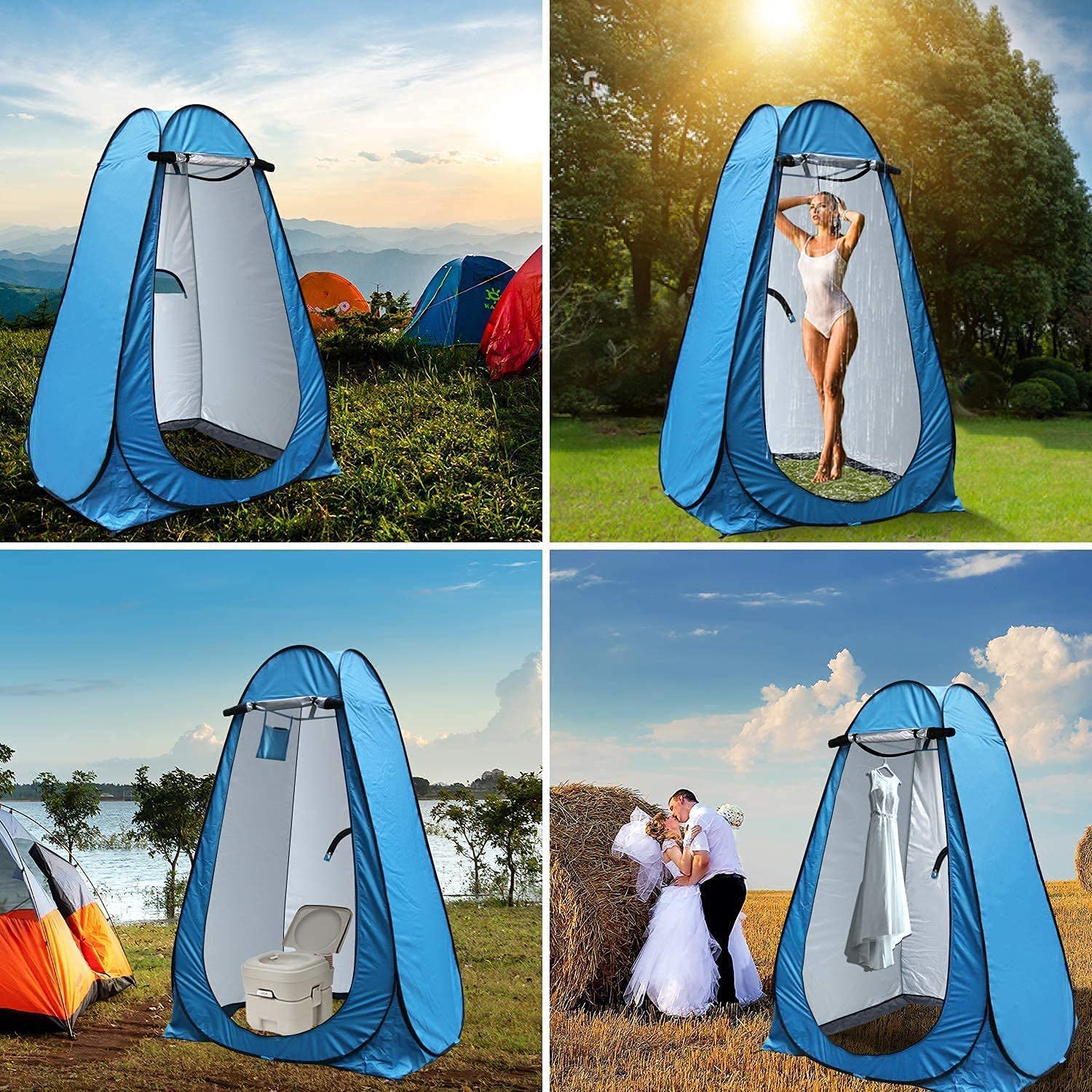 anngrowy Shower Tent Pop Up Privacy Tent Portable Outdoor Camping Bathroom Toilet Tent Changing Dressing Room Privacy Shelters Room for Hiking and Beach Sun Shelter Picnic Fishing–Waterproof 2 Colors