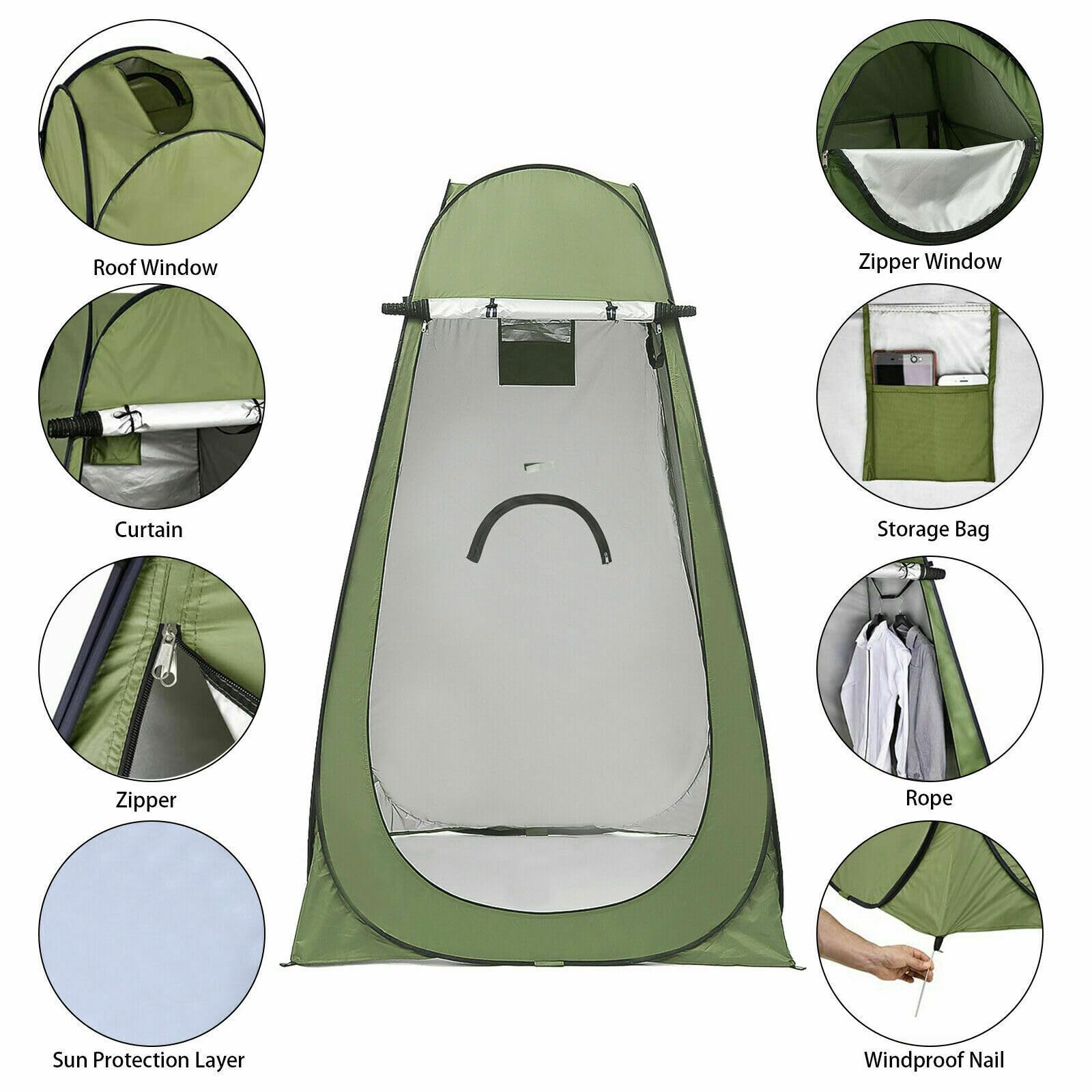 1-2 Person Portable Pop Up Toilet Shower Tent Changing Room Camping Shelter