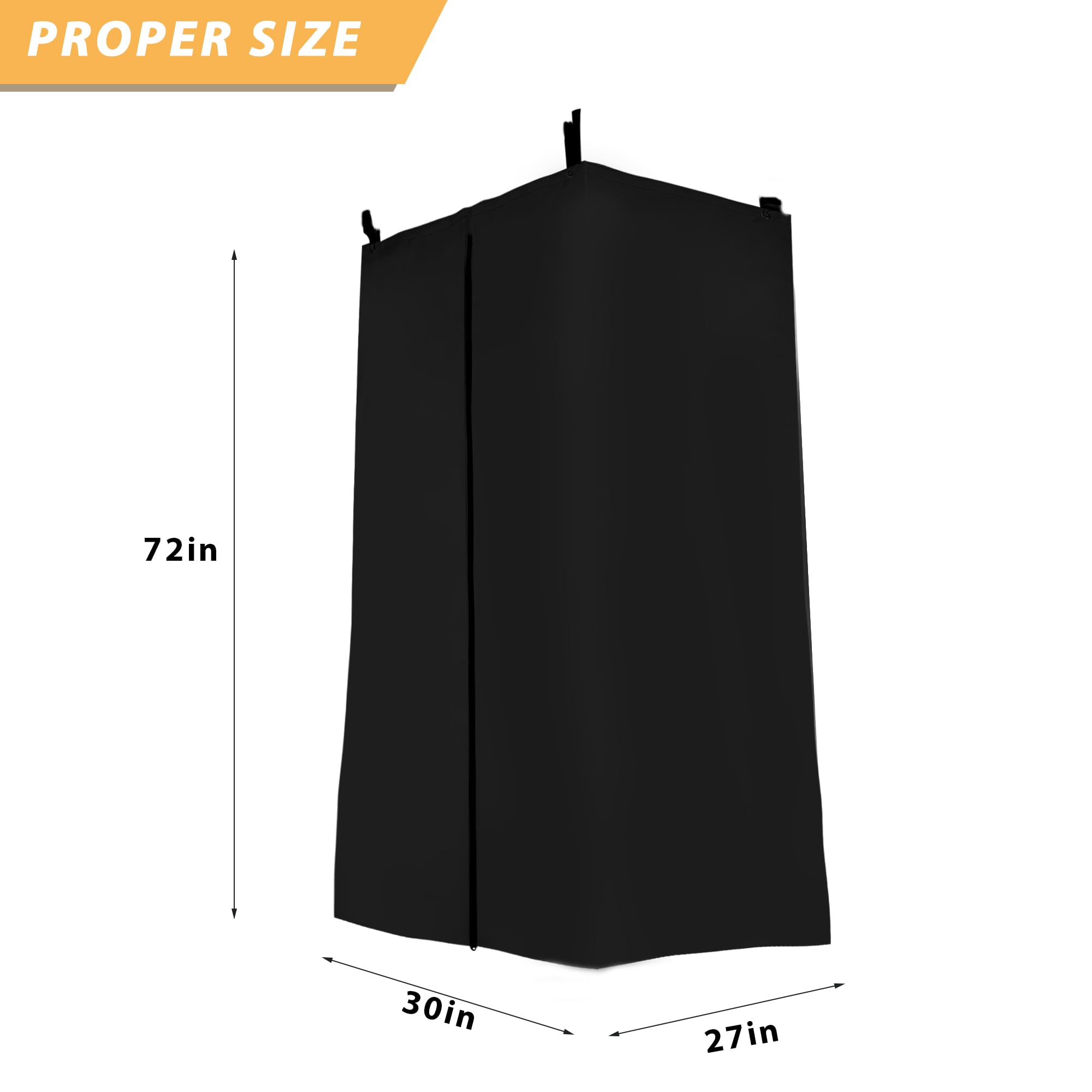 DCY BLUE Privacy Tent for Boats, Heavy-Duty Hanging Changing Room for Pontoon Boats, Privacy Curtains for Pontoon Boats, Attaches to Bimini Top Poles (Black)