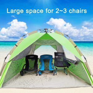 G4Free Deluxe XL Pop Up Beach Tent, 3-4 Persons Easy Setup Sun Shelter Canopy with UPF 50+ UV Protection Extral Wide 70.9 in