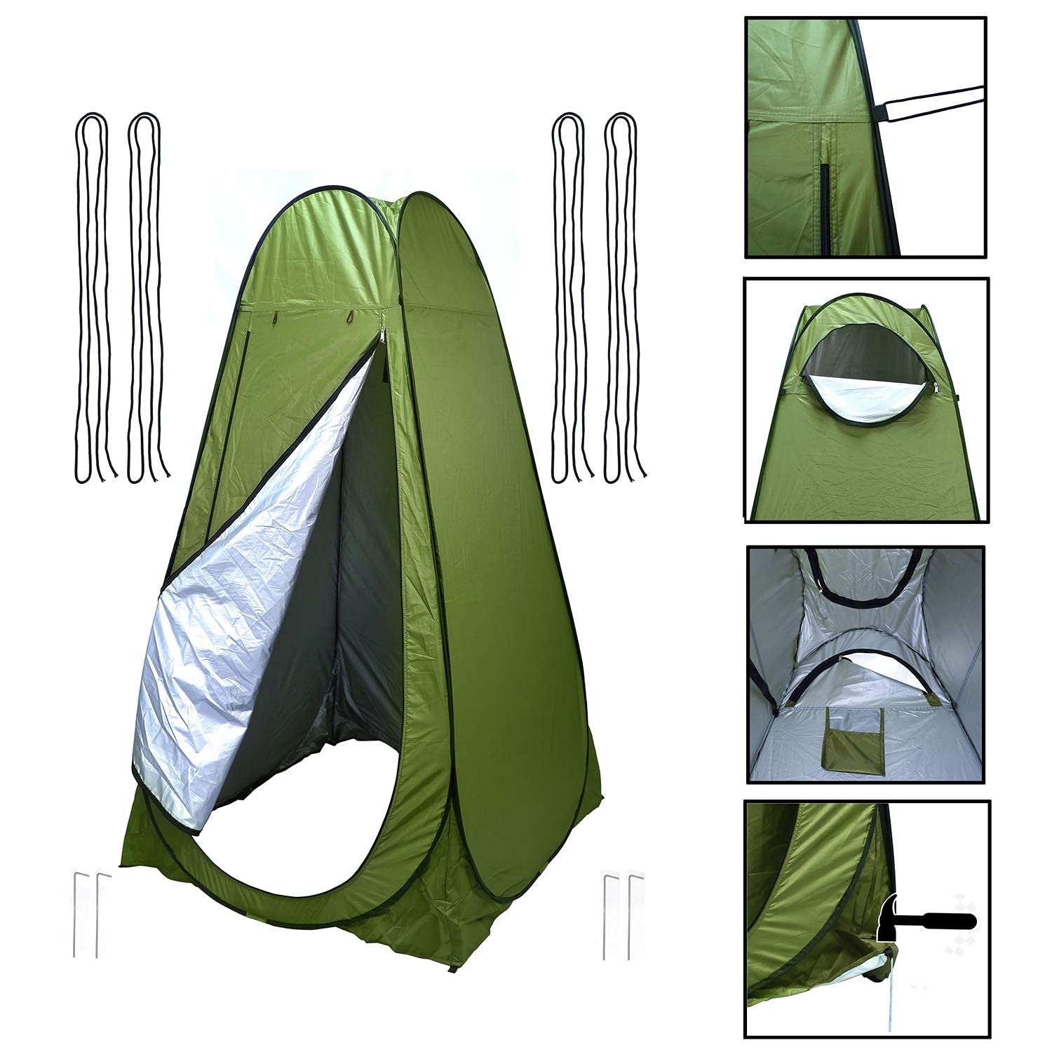 XKMT- Beach Portable Pop Up Changing Tent/Outdoor Privacy Tent/Camping Toilet Tent/Window Rain Shelter/Foldable with Carry Bag [P/N: ET-OUTDOOR005-GREEN]