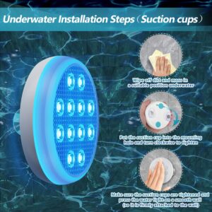 QOLNBY Pool Lights, Rechargeable Submersible LED Lights, IP68 Waterproof Underwater Lights,Type-C Floating Lights with RF Remote Control 200 ft, Magnets, Suction Cups for Bathtub,Pond,Party-1 Pack