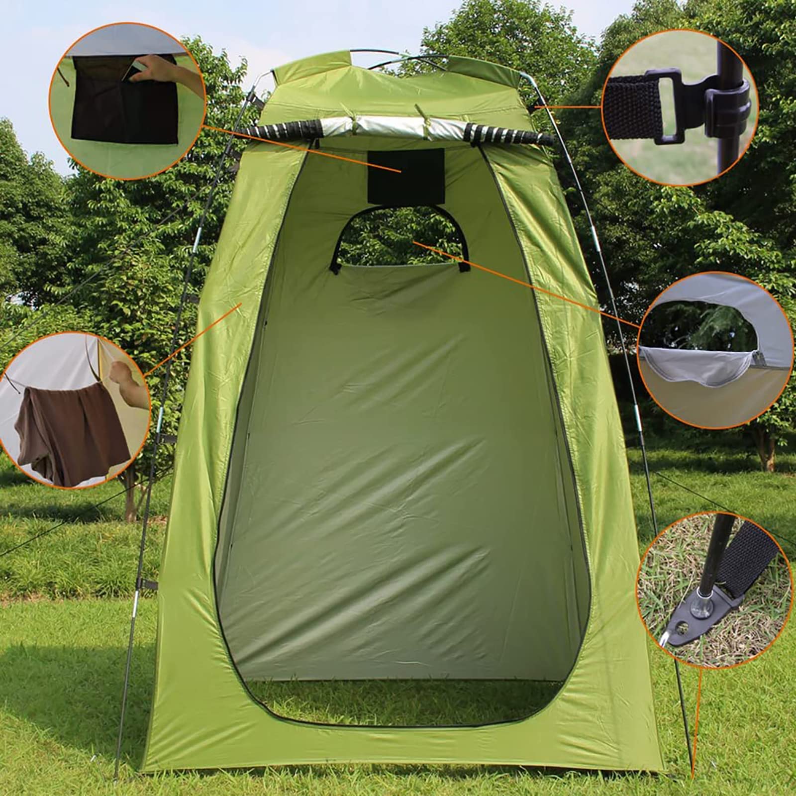 Changing Room Privacy Tent, Portable Pop Up Pod, Outdoor 180cm Changing Tent, with Clothesline and Storage Bag, Rear Side with A Window, Collapsible Outdoor Shelter for Camping, Beach & Rain