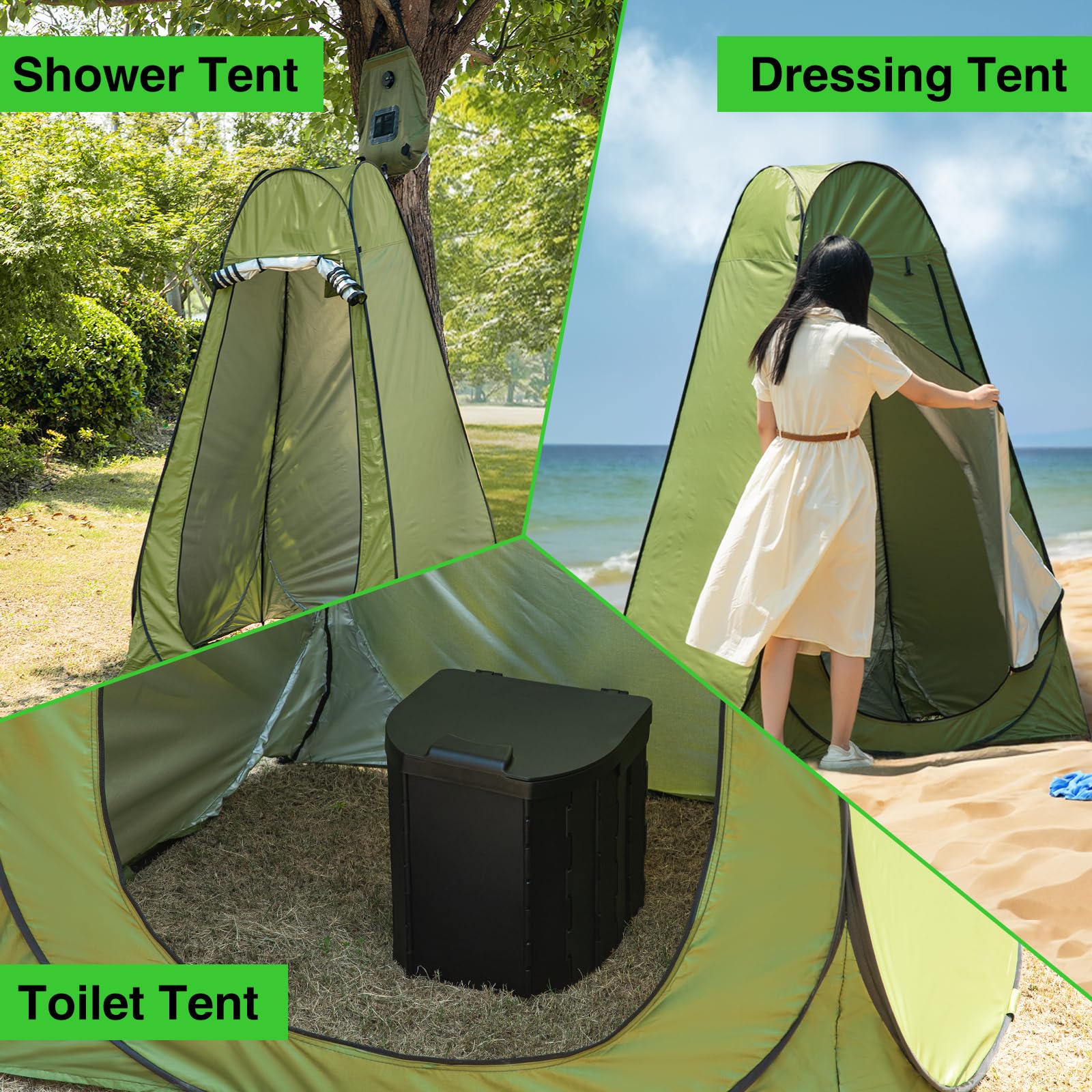 JEAWIWI Camping Shower Tent, Outdoor Changing Tent, Pop up Privacy Tent, Toilet Tent with Portable Bag for Camping, Beach, Hiking, Travelling