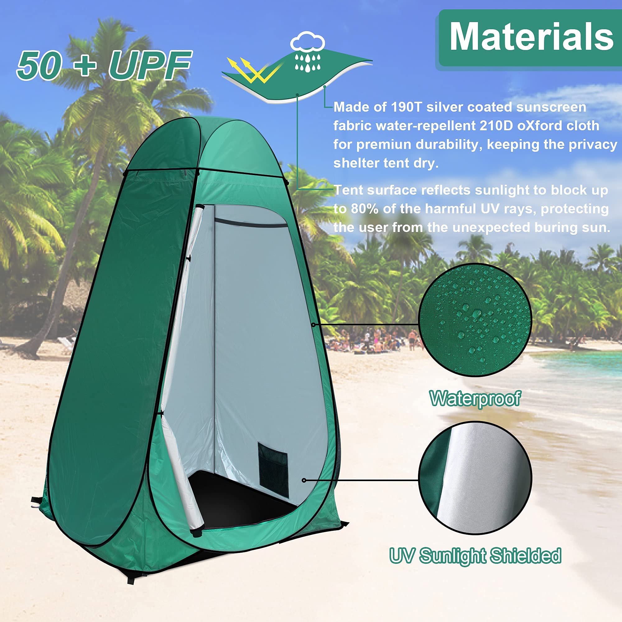 anngrowy Shower Tent Pop-Up Privacy Tent Camping Portable Toilet Tent Outdoor Camp Bathroom Changing Dressing Room Instant Privacy Shelters for Hiking Beach Picnic Fishing Potty, Extra-Tall 2 Colors