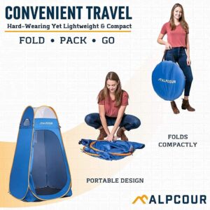 Alpcour Portable Toilet w/Portable Pop Up Tent – Compact Indoor & Outdoor Commode w/Travel Bag for Camping, RV, Boat & More – Privacy Tent for Portable Toilet, Shower and Changing Room