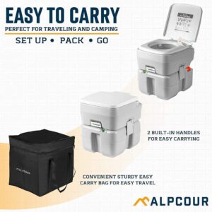 Alpcour Portable Toilet w/Portable Pop Up Tent – Compact Indoor & Outdoor Commode w/Travel Bag for Camping, RV, Boat & More – Privacy Tent for Portable Toilet, Shower and Changing Room