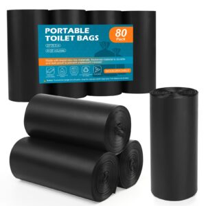 80 portable toilet bags, camping toilet bags, 5-8 gallon compostable bags, biodegradable toilet bags for 5-8 gallon bucket toilet seat, biodegradable waste bags for outdoor boating travel camping