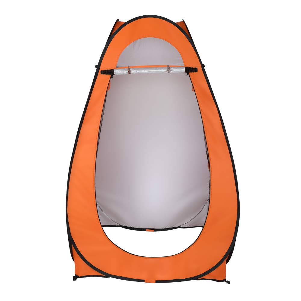 Portable Pop Up Shower Privacy Tent Outdoor Privacy Toilet & Spacious Dressing Changing Room for Camping Biking Beach (Orange)