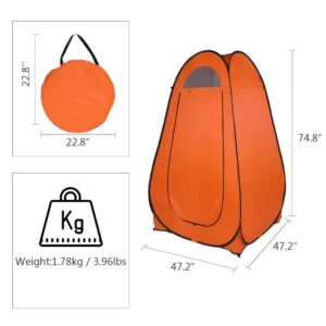 Portable Pop Up Shower Privacy Tent Outdoor Privacy Toilet & Spacious Dressing Changing Room for Camping Biking Beach (Orange)