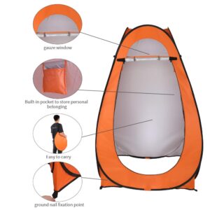 Portable Pop Up Shower Privacy Tent Outdoor Privacy Toilet & Spacious Dressing Changing Room for Camping Biking Beach (Orange)