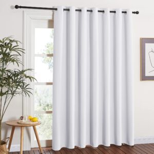 nicetown vertical blinds for sling door - silver grommet top blackout window curtains, privacy blinds for patio, extra wide drapes (greyish white, w100 x l84)