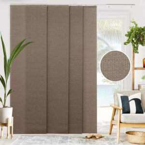 chicology vertical blinds , room divider for sliding glass doors , temporary wall , closet curtain, woven truffle (natural woven) w:46-86 x h:up-to 96 inches