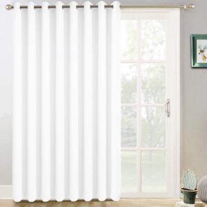 yakamok pure white curtain for living room sliding glass door vertical blind for room darkening extra wide window drapes grommet top room divider panel for bedroom/patio 1 pc 100 x 84 inch