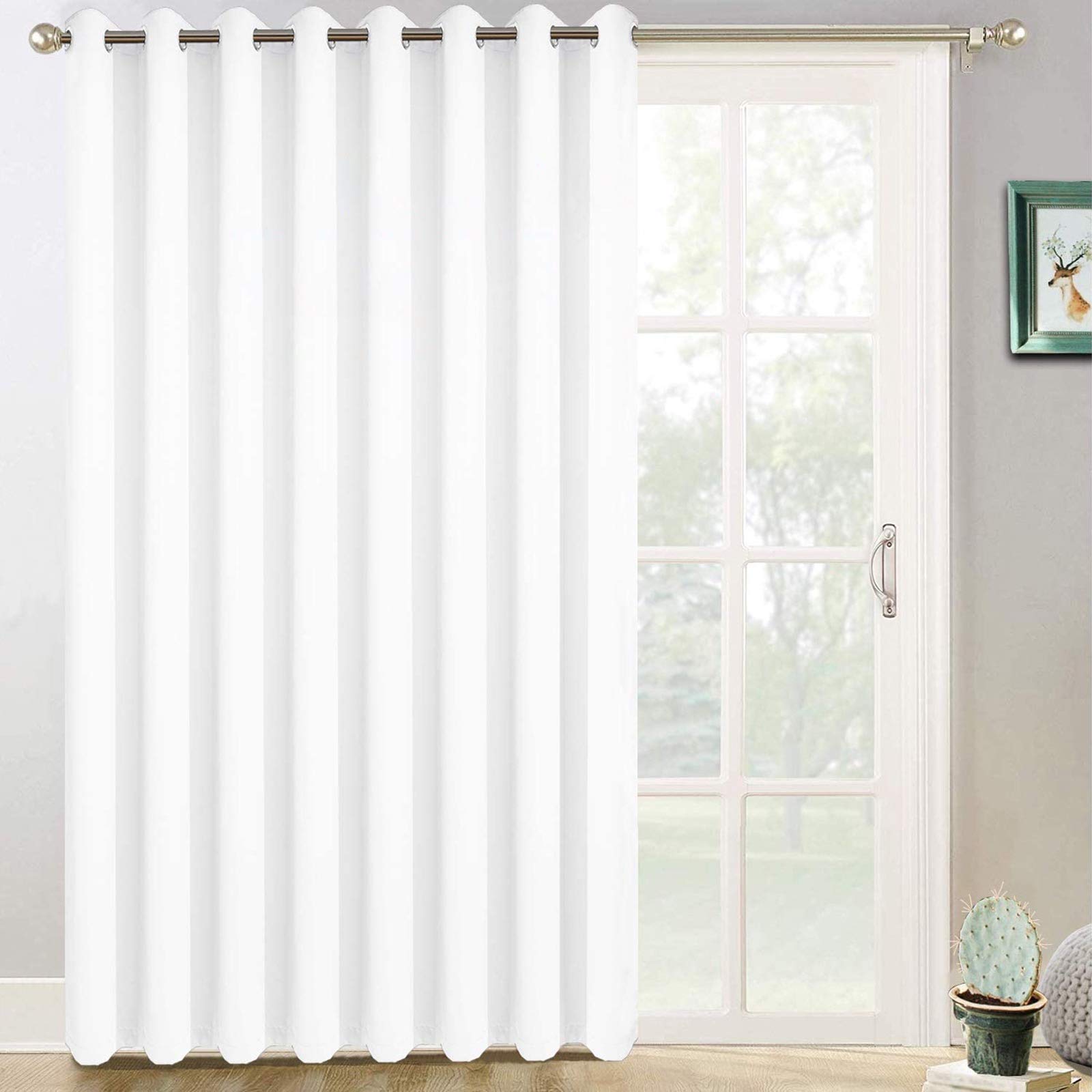 Yakamok Pure White Curtain for Living Room Sliding Glass Door Vertical Blind for Room Darkening Extra Wide Window Drapes Grommet Top Room Divider Panel for Bedroom/Patio 1 PC 100 x 84 Inch