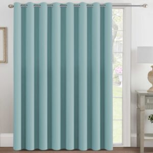 h.versailtex blackout patio curtains 100 x 84 inches for sliding door extral wide blackout curtain panels thermal insulated room divider - grommet top, 7' tall by 8.5' wide - mineral blue