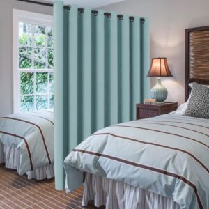 H.VERSAILTEX Blackout Patio Curtains 100 x 84 Inches for Sliding Door Extral Wide Blackout Curtain Panels Thermal Insulated Room Divider - Grommet Top, 7' Tall by 8.5' Wide - Mineral Blue