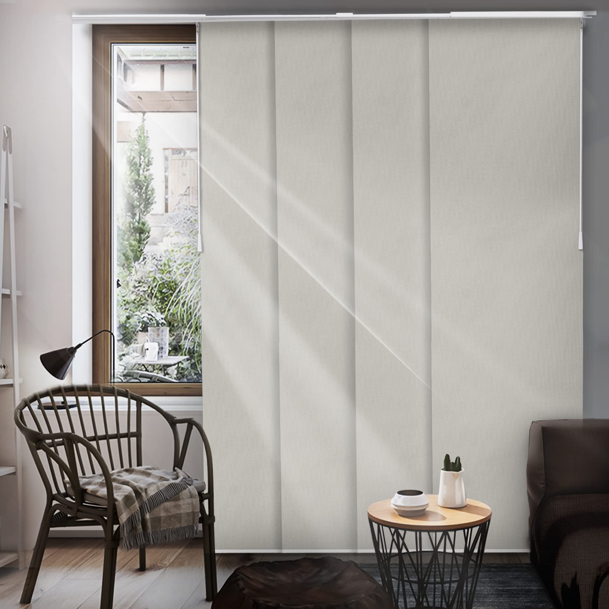 CHICOLOGY Blinds for Sliding Glass Doors , Temporary Wall , Closet Curtain , Room Door, Room Divider , Vertical Blinds , Door Blinds ,Movie Night Silver (Blackout) W:46-86 x H:Up-to 96 inches