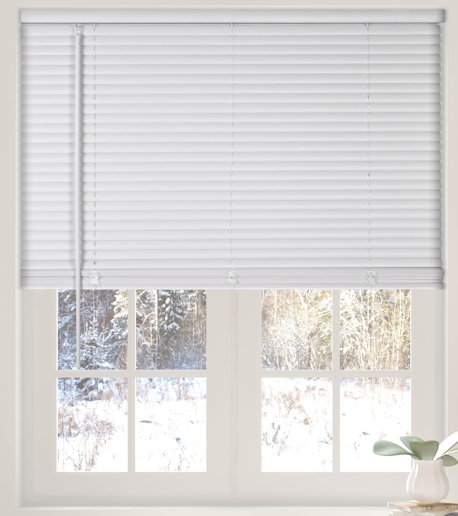 Calyx Interiors 1” Cordless Vinyl Mini Blinds, White, 72" W x 60" H (04MV2720600)