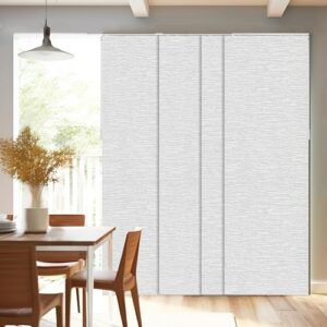 CHICOLOGY Embossed Textured Weave Fabric, Sliding Door Blinds , Room Divider ,Vertical Blinds for Patio Doors , Sliding Glass Door Blinds, Chalk White, W:46-86 x H: Up to-96 inches