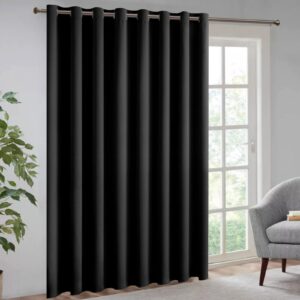 miulee room divider curtain vertical blinds room darkening solid wide drapes grommet top blackout closet door curtains for bedroom/living room/patio sliding glass door 1 pc, 100 x 84 inch black