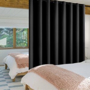 MIULEE Room Divider Curtain Vertical Blinds Room Darkening Solid Wide Drapes Grommet Top Blackout Closet Door Curtains for Bedroom/Living room/Patio Sliding Glass Door 1 PC, 100 x 84 Inch Black