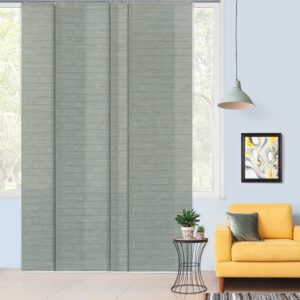 godear design adjustable sliding panel track blinds, fits windows, patio doors, sliding glass doors, closet doors, adjustable track width 45.8"- 86", trimmable panel height up to 96", blushing hippo