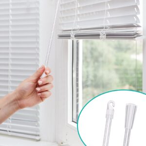 Grevosea 2 Pieces 12 Inches Blind Wand Vertical Blinds Replacement Parts Clear Plastic Blind Opener Long Window Blind Stick Tilt Rod with Hooks and Grips Rod for Vertical & Wood & Cordless Blinds