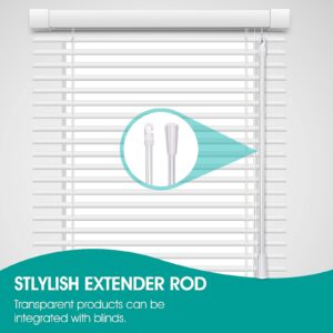 Grevosea 2 Pieces 12 Inches Blind Wand Vertical Blinds Replacement Parts Clear Plastic Blind Opener Long Window Blind Stick Tilt Rod with Hooks and Grips Rod for Vertical & Wood & Cordless Blinds