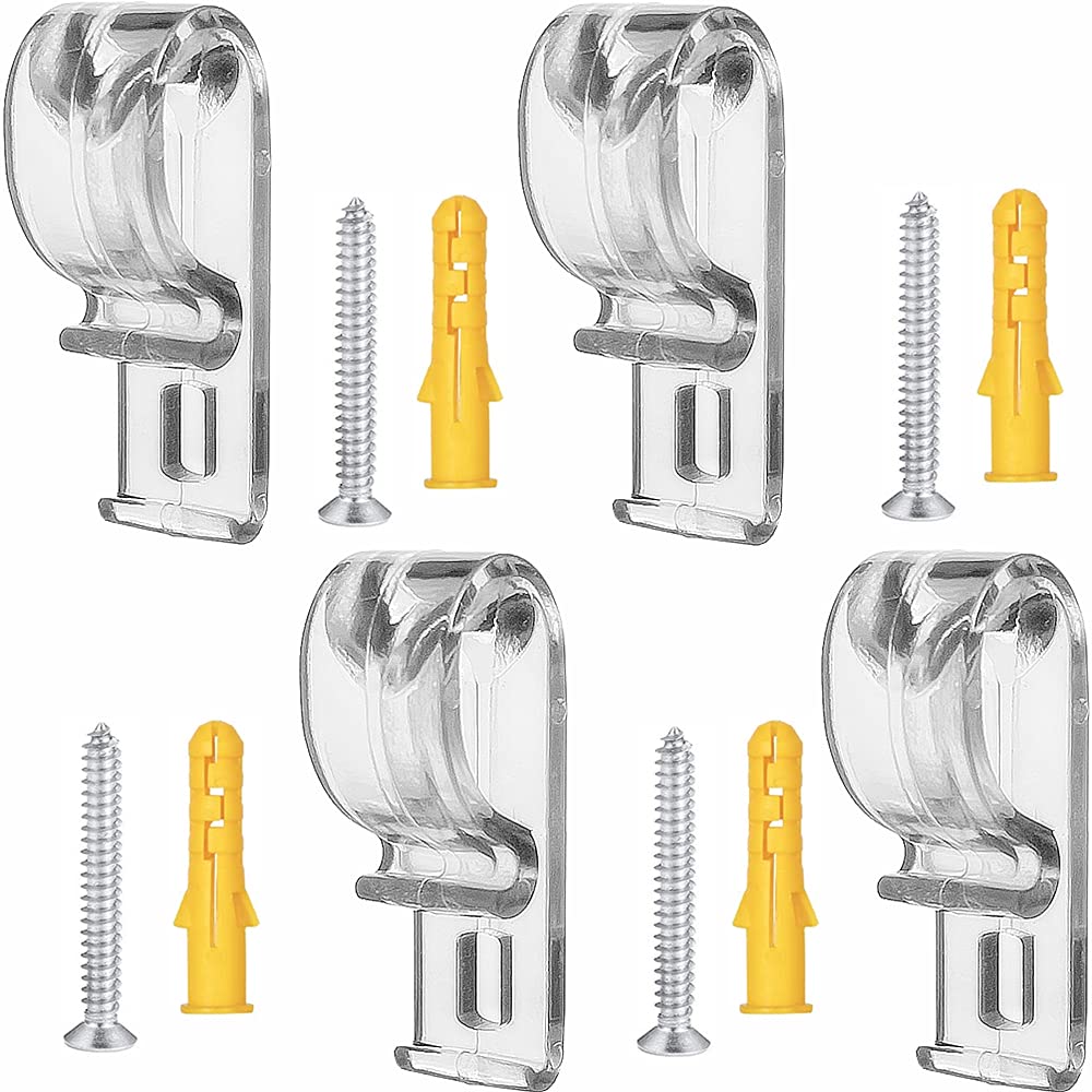 Cutelec Roller Shade Clear Saftey Chain and Cord Guide 4 Sets per Pack P Clip Fixation Hook for Bead Chain for Roller Blinds