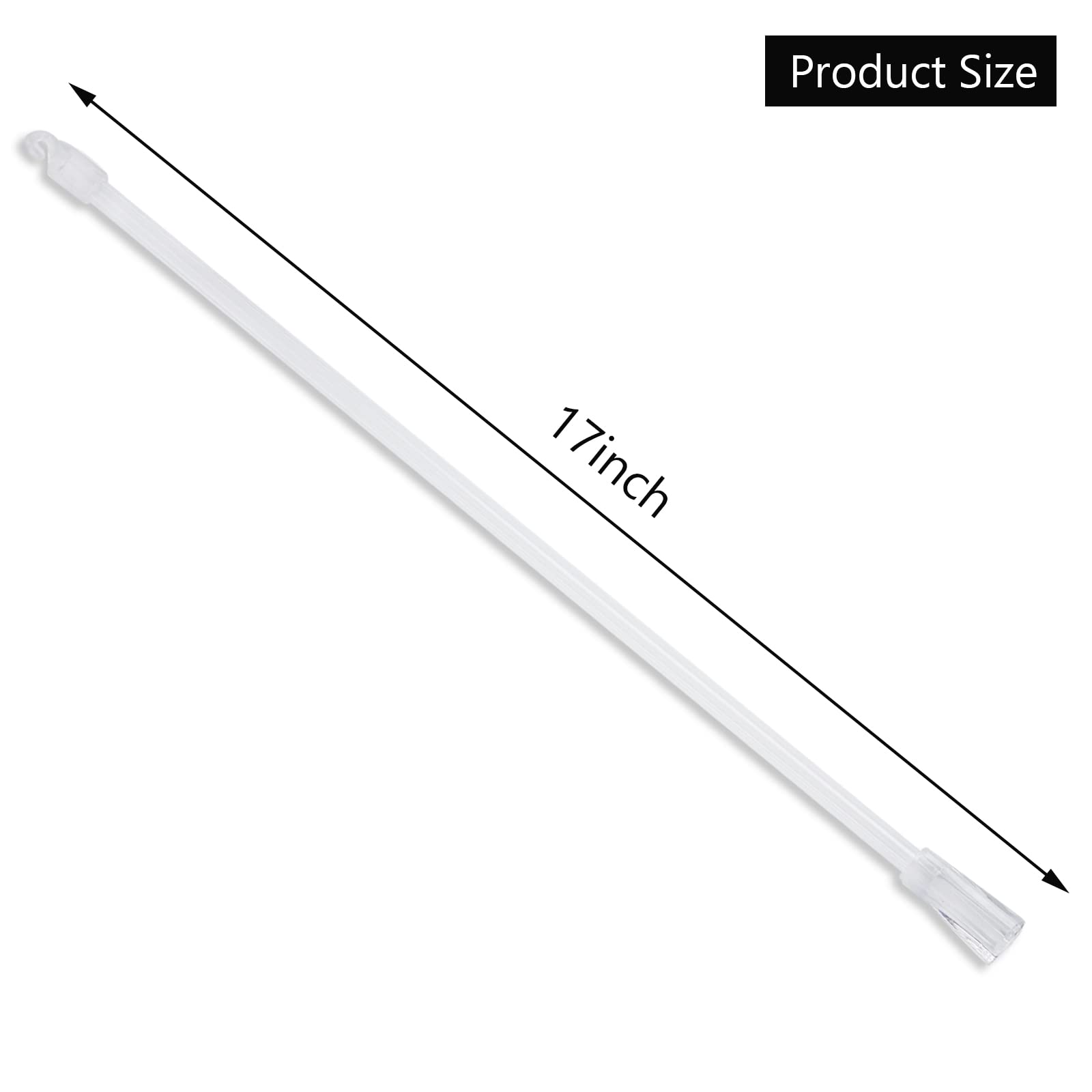 17 Inches Long 2 Pieces Blind Wand Vertical Blinds Replacement Parts, Clear Blind Rod with Hook and Grip, Plastic Blind Opener Long Window Blind Stick Tilt Rod