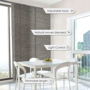 GoDear Design Adjustable Sliding Panel Track Vertical Blinds 45.8"- 86" W x 96" H, Extendable Sliding Door Blinds for Glass Patio Doors, Large Window Blinds, Trimmable Woven Panel Curtains, Komorebi