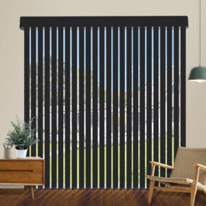 cordless blackout vertical blinds, black custom 3.5 inches slat fabric window blinds, vertical shades uv protection super large size to 104" w for large windows, sliding doors and patio doors