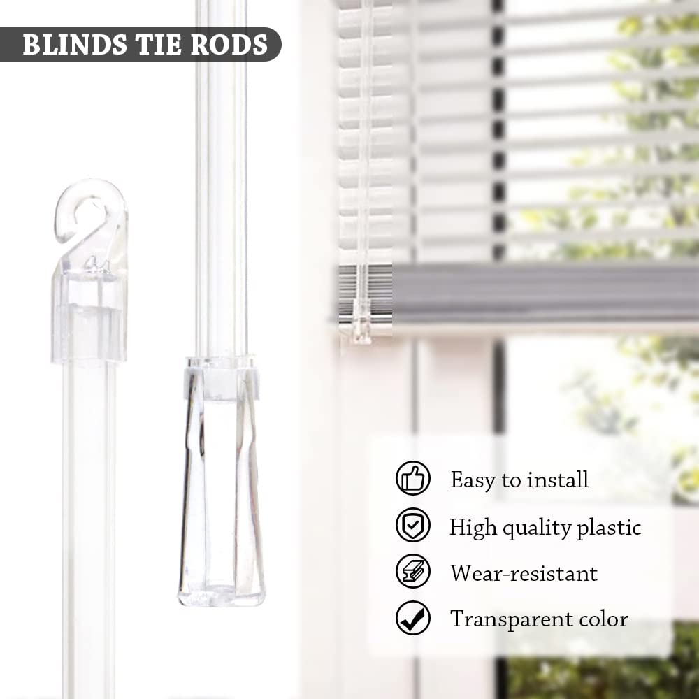 17 Inches Blind Tilt Wand with Hook and Handle, Acrylic Clear Blind Rod Replacement, Blind Opener Stick Long, Vertical Blind Wand Control Part Opener Accessory (2 Sets)