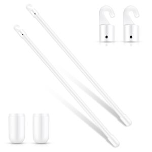 bokon 2 pieces pvc blind wand white vertical blinds rod replacement parts blind wand with hook and handle blind opener stick curtain wand tilt rod for windows accessory (12 inch)