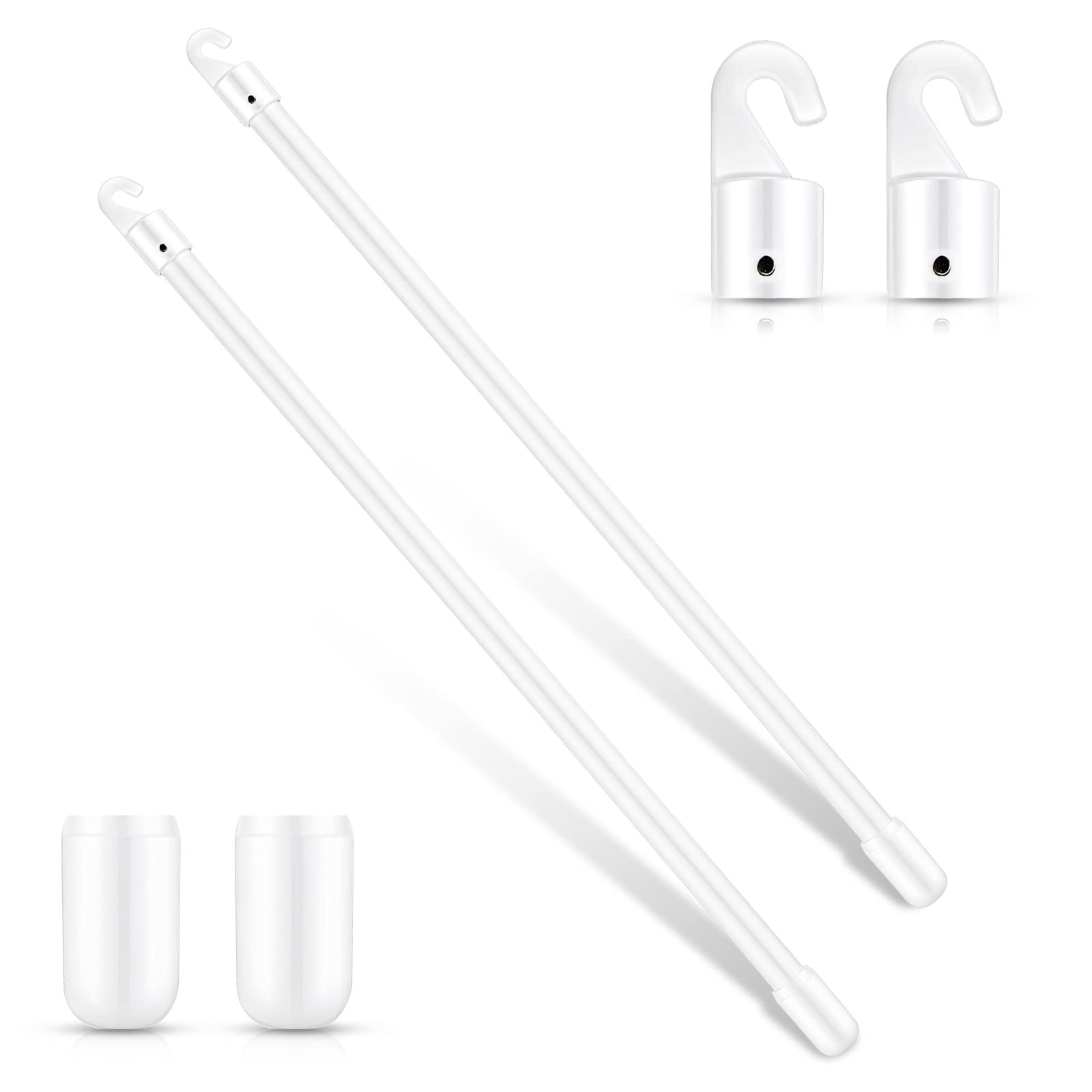 Bokon 2 Pieces PVC Blind Wand White Vertical Blinds Rod Replacement Parts Blind Wand with Hook and Handle Blind Opener Stick Curtain Wand Tilt Rod for Windows Accessory (12 Inch)