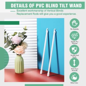 Bokon 2 Pieces PVC Blind Wand White Vertical Blinds Rod Replacement Parts Blind Wand with Hook and Handle Blind Opener Stick Curtain Wand Tilt Rod for Windows Accessory (12 Inch)