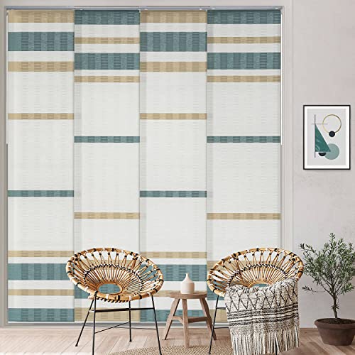 GoDear Design Adjustable Vertical Blinds for Sliding Glass Doors, 45.8"-86" W, Up to 96" H, Extendable Track for Patio Door Blinds for Sliding Door, Trimmable Woven Panel Curtains, Avocado